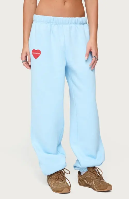 EDIKTED Call Me Graphic Sweatpants - Light-blue