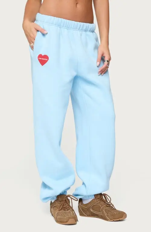EDIKTED Call Me Graphic Sweatpants - Light-blue
