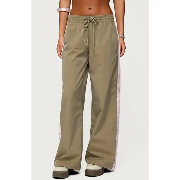 EDIKTED Annabella Low Rise Track Pants - Olive