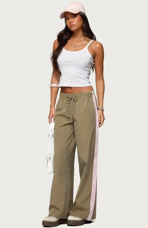 EDIKTED Annabella Low Rise Track Pants - Olive