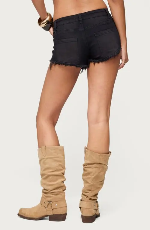 EDIKTED Studded Low Rise Denim Shorts - Black