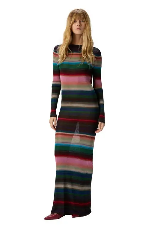Missoni Long Backless Striped Knit Dress - Multicoloured