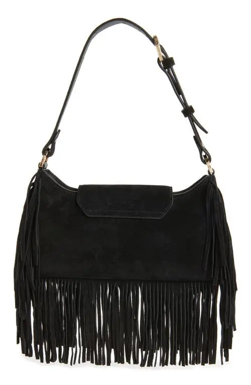Strathberry Multrees Fringe Suede Hobo Bag