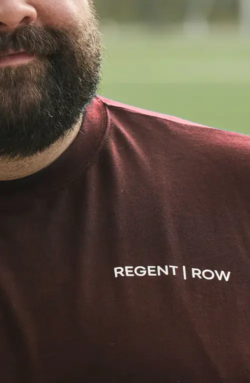 REGENT ROW Men’s Organic Cotton T-shirt Blue | Classic Crew Neck Short Sleeve Tee With Logo - Maroon