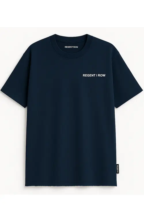 REGENT ROW Men’s Organic Cotton T-shirt Blue | Classic Crew Neck Short Sleeve Tee With Logo - Navy