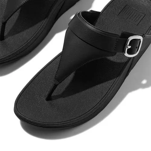 Fitflop Lulu Adjustable Leather Toe-post Sandals - All Black