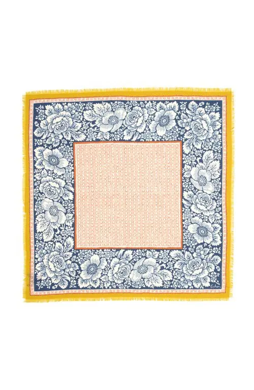 Echo Vintage Floral Dot Wool Bandana - Navy