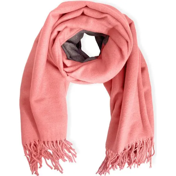 YOUZEY The Victoria- Reversible Scarf In Pink And Grey - Pink/grey