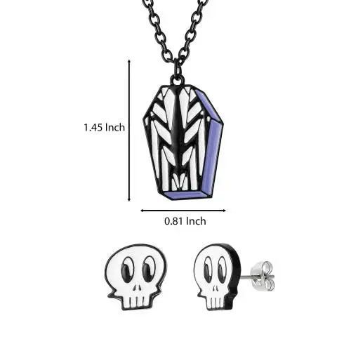 BEETLEJUICE Skull And Coffin Jewelry Set