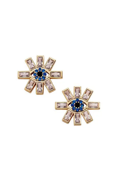 ALEX AND ANI Evil Eye Statement Stud Earrings - Gold Blue