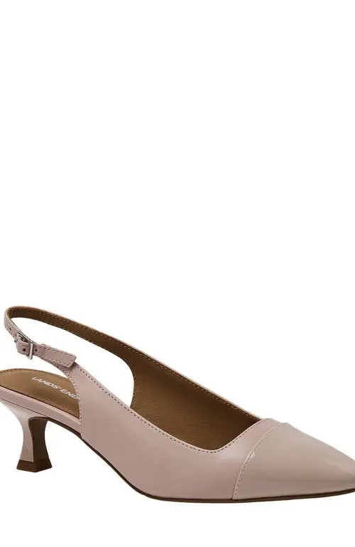 LANDS' END Leather Slingback Cap Toe Kitten Heels - Faint Blush