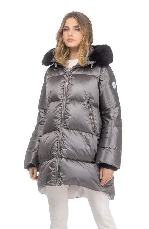 Gorski Après-ski Puffer Jacket With Detachable Shearling Hood - Greige/black