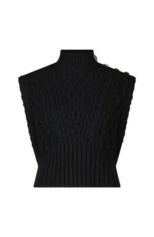 THE NOLI SHOP Raina Cable Knit Button Sweater - Black