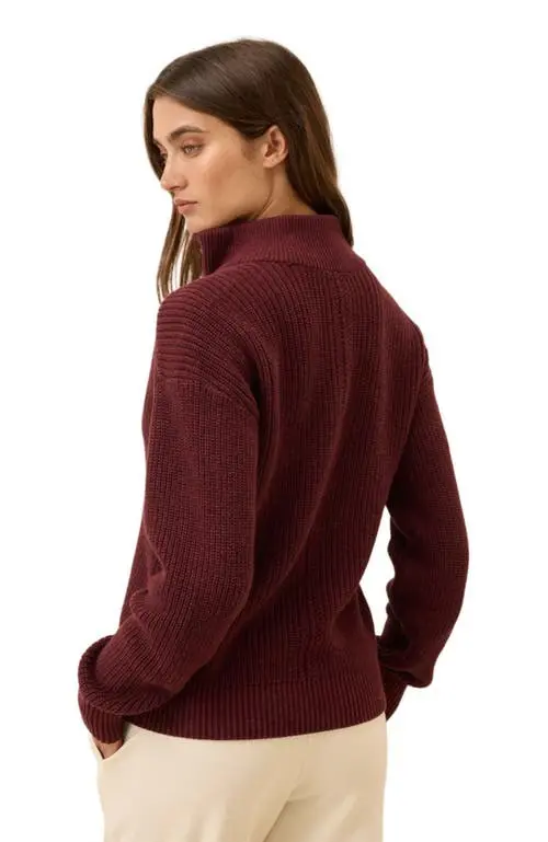 PACT Luxe Knit Henley Sweater - Ruby Heather
