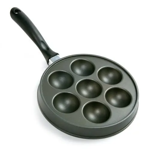NORPRO Stuffed Aebleskiver Pancake Pan With 2.25-inch Cavities - Black