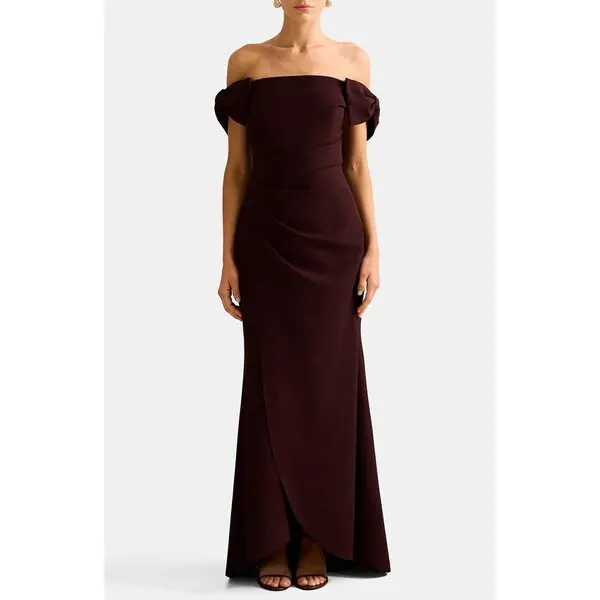EVER NEW Bow Trim Off-the-shoulder Gown