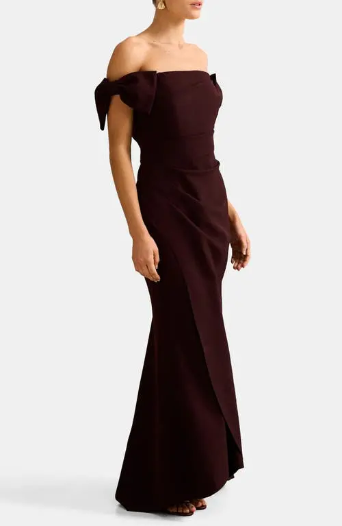 EVER NEW Bow Trim Off-the-shoulder Gown