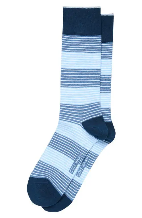 Cole Haan Striped Dress Socks - Blue
