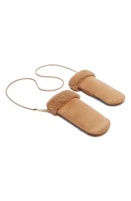 Max Mara Faux Fur Lined Mittens - Camel