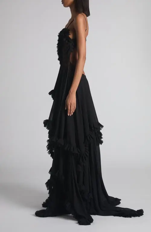 Alexander McQueen Tiered Ruffle Silk Georgette Gown