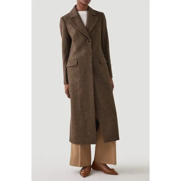 LK BENNETT Dakota Checked Wool-blend Coat