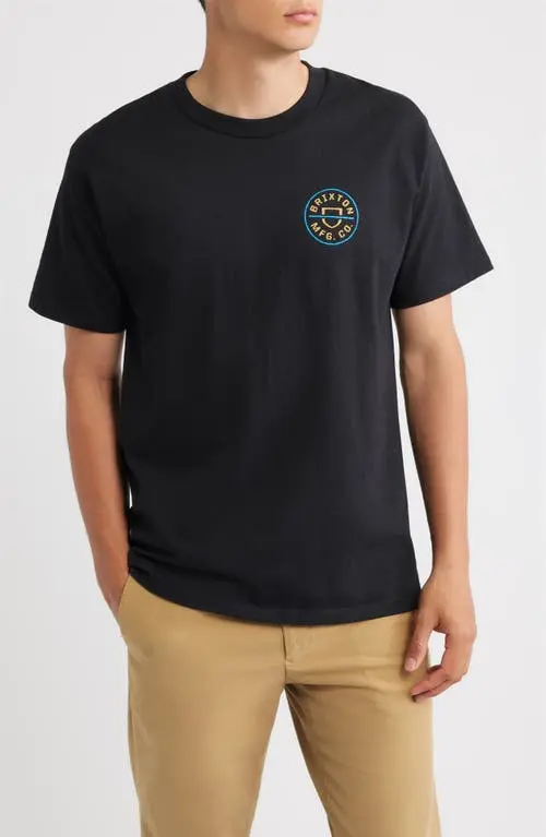 Brixton Crest Cotton Graphic T-shirt - Black/copper/medium Blue
