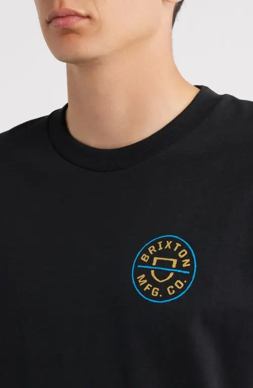 Brixton Crest Cotton Graphic T-shirt - Black/copper/medium Blue