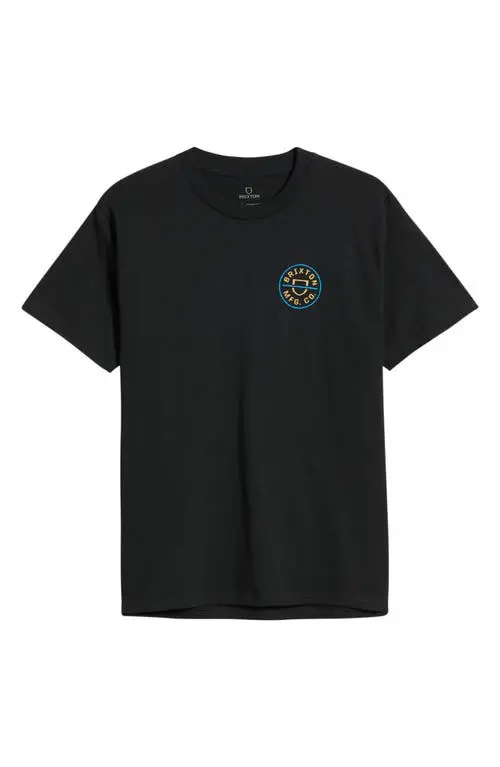 Brixton Crest Cotton Graphic T-shirt - Black/copper/medium Blue