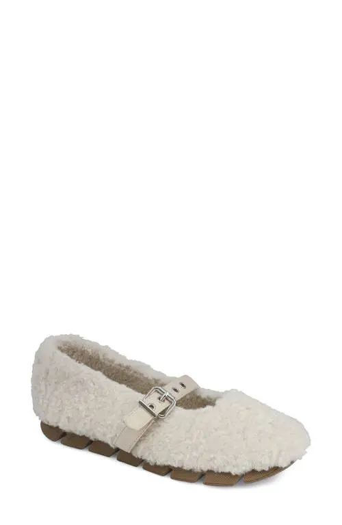 Mia Kayti Faux Shearling Mary Jane Flat - Cream