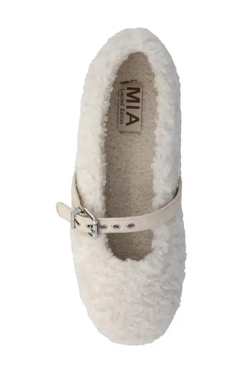 Mia Kayti Faux Shearling Mary Jane Flat - Cream