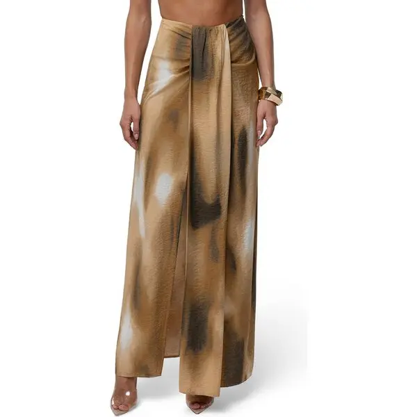 JLUXLABEL Abstract Print Draped Maxi Skirt