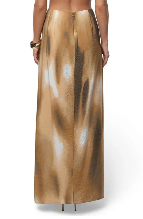 JLUXLABEL Abstract Print Draped Maxi Skirt