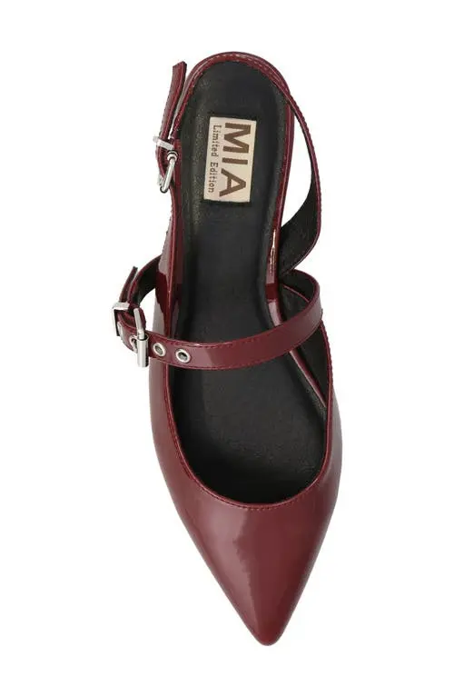 Mia Pointed Toe Slingback Flats - Burgundy
