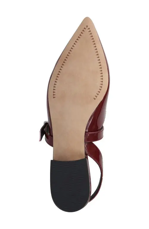 Mia Pointed Toe Slingback Flats - Burgundy