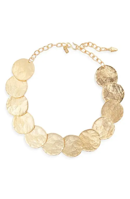 KENNETH JAY LANE Hammered Coin Statement Collar Necklace - Gold