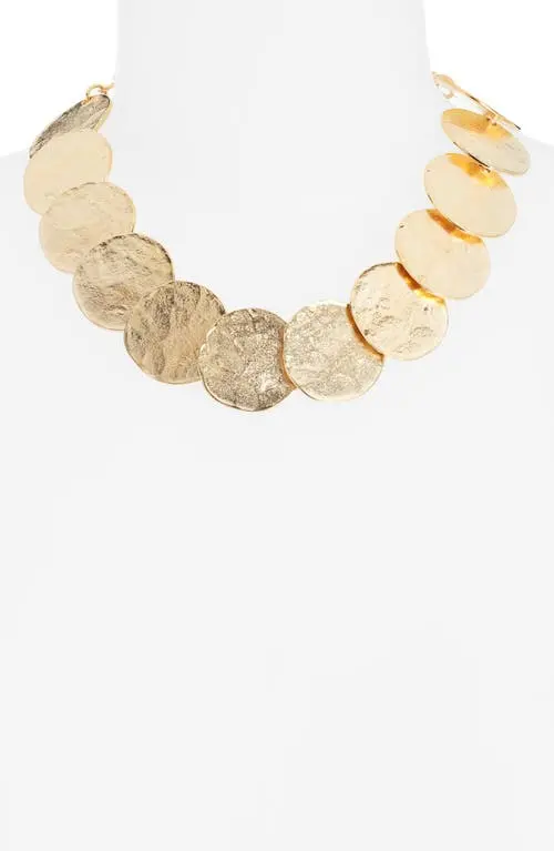 KENNETH JAY LANE Hammered Coin Statement Collar Necklace