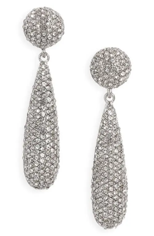 KENNETH JAY LANE Pavé Teardrop Earrings - Silver