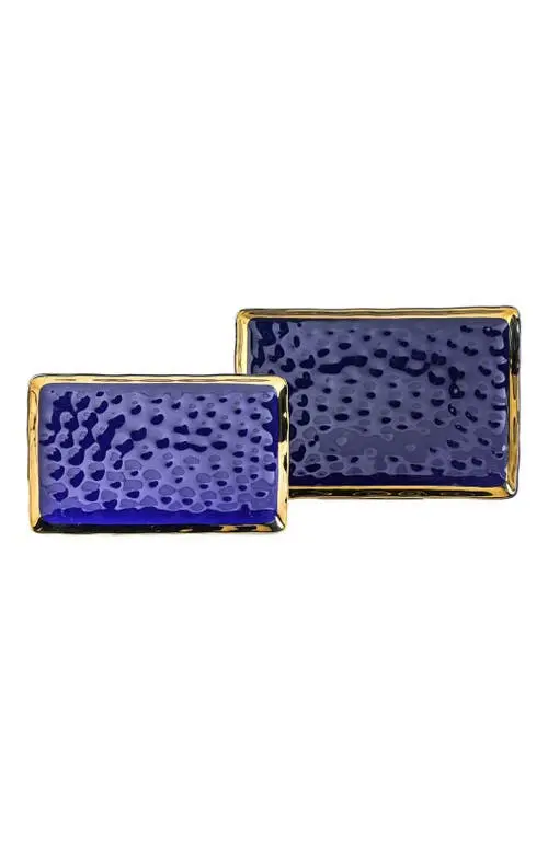 STONE + LAIN Florian Porcelain 2-piece Serving Rectangular Plate Set - Blue