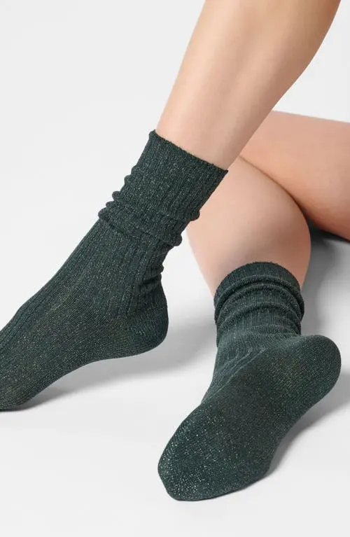 Oroblu Diamond Rib Crew Socks - Forest 2