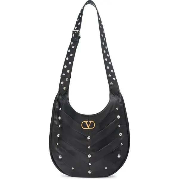 Valentino Garavani Small Patchwork Leather Hobo Bag - Nero