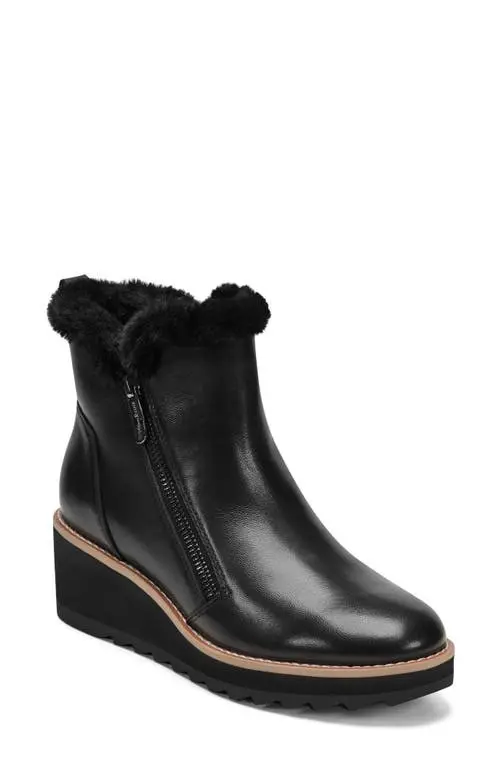 Easy Spirit Faux Fur Lined Wedge Bootie - Black