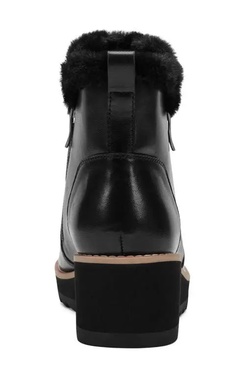 Easy Spirit Faux Fur Lined Wedge Bootie - Black
