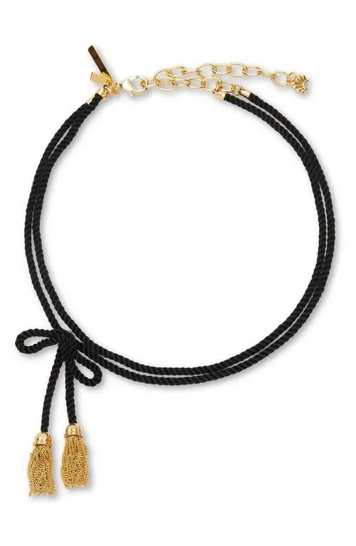 Lele Sadoughi Rope Bow Tassel Necklace - Jet