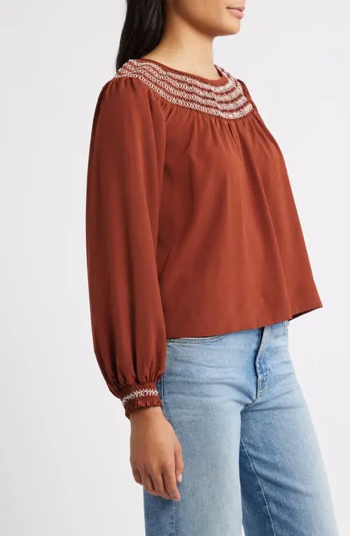 Bobeau Embroidered Peasant Top