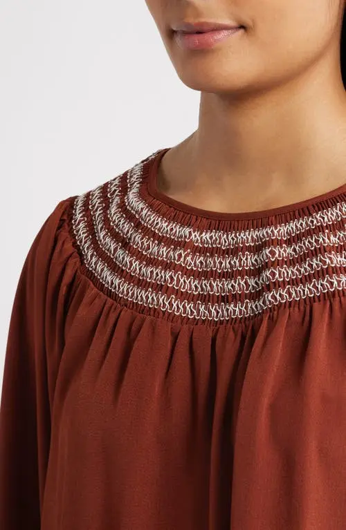Bobeau Embroidered Peasant Top