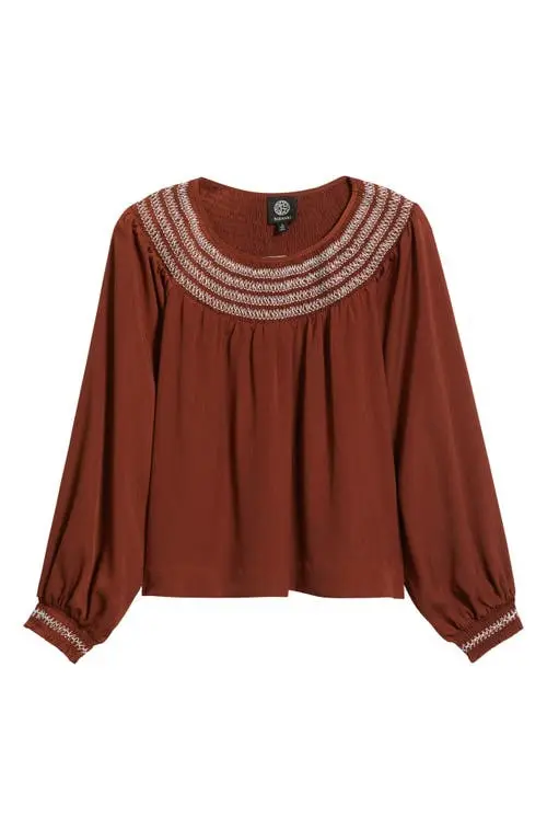 Bobeau Embroidered Peasant Top