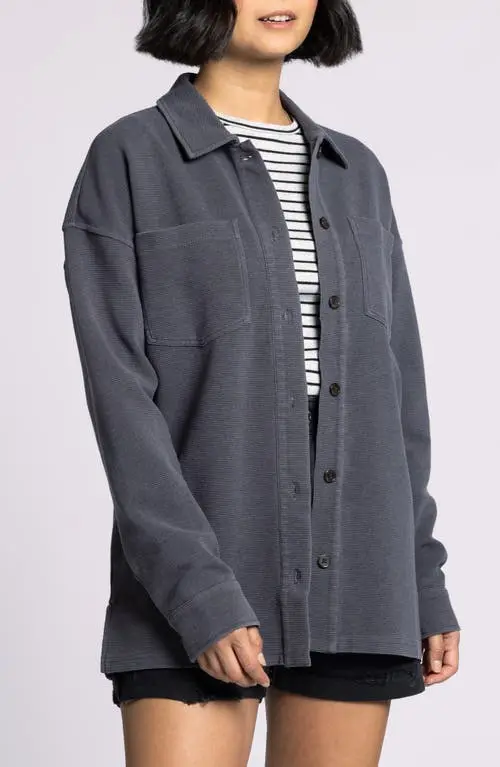 THREAD & SUPPLY Cotton-blend Oversized Shirt Jacket - Warm Charcoal
