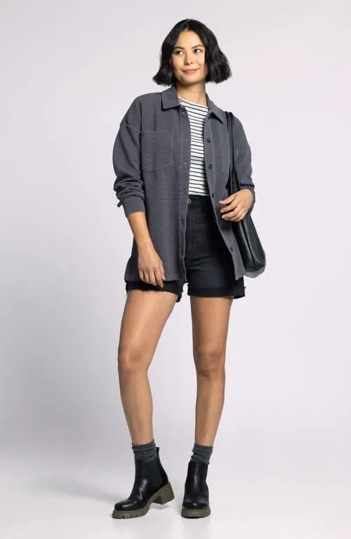 THREAD & SUPPLY Cotton-blend Oversized Shirt Jacket - Warm Charcoal
