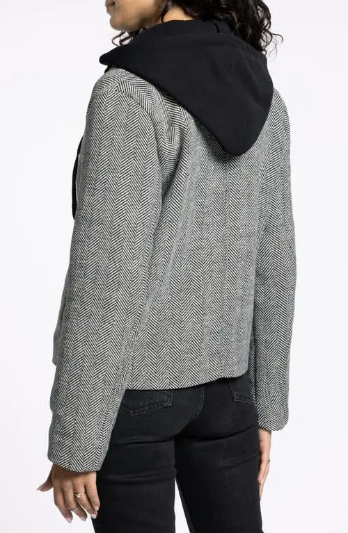 THREAD & SUPPLY Alejandra Herringbone Coat With Bib Hoodie