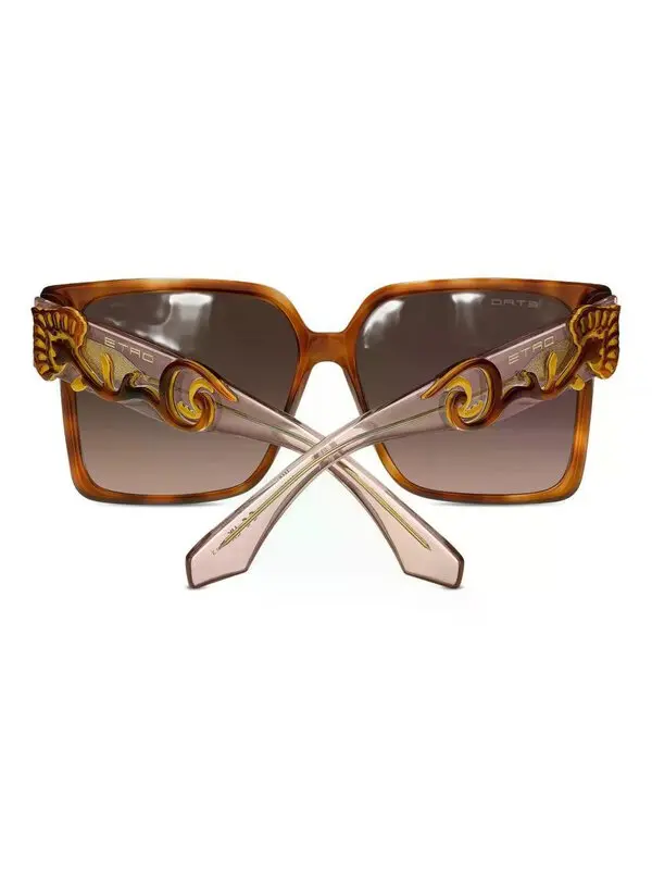 Etro Blossom-embellished Square Sunglasses - Brown
